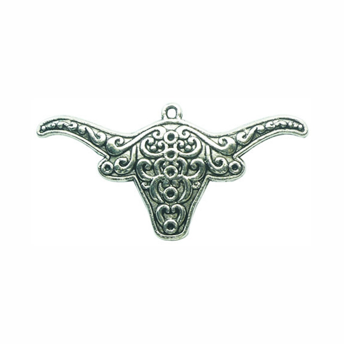 3 Silver Longhorn Pendant 25x50mm by TIJC SP0804 - Etsy