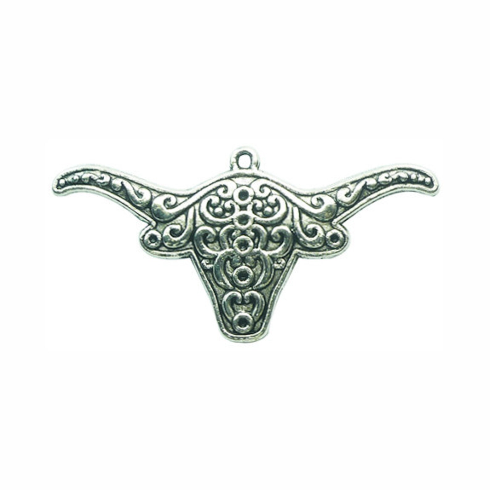 3 Silver Longhorn Pendant 25x50mm by TIJC SP0804 - Etsy