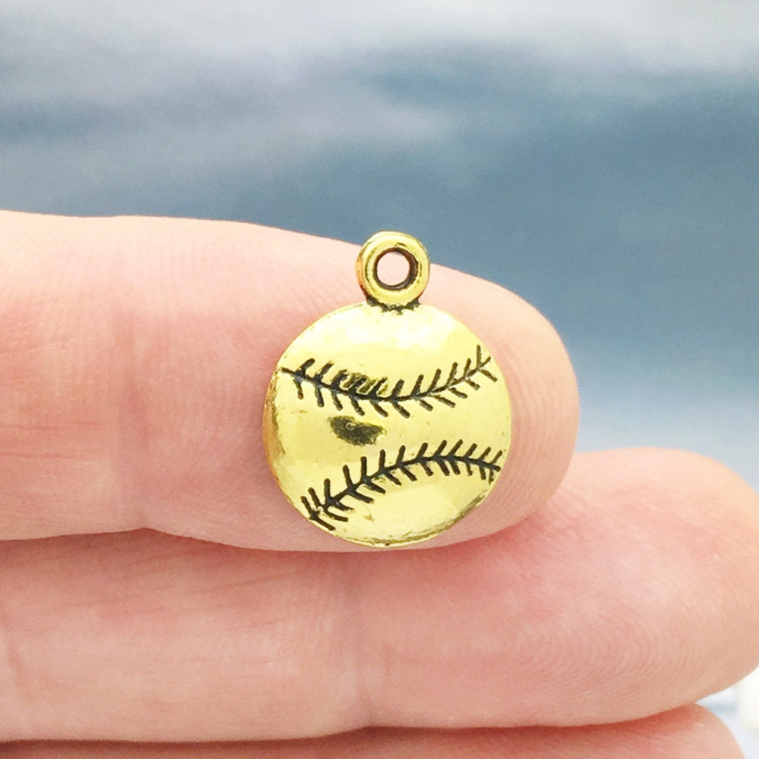 12 Gold Baseball Charm Softball Pendant by TIJC SP1262 - Etsy