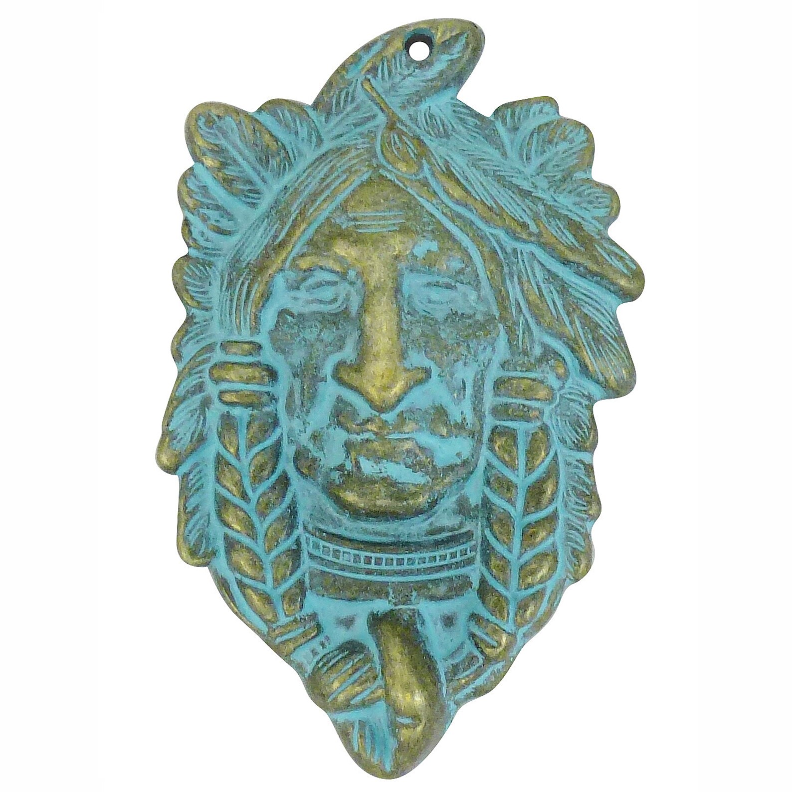 2 Gold Indian Chief Charm Pendant 58x37mm by TIJC SP1202 - Etsy