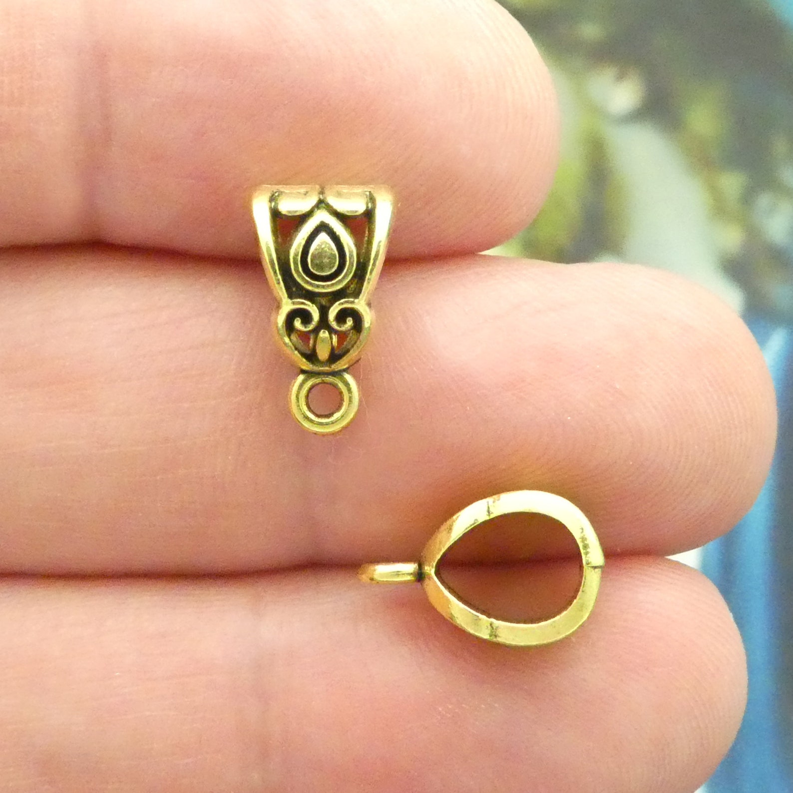 10 Gold Jewelry Bails 13x8mm by TIJC SP1398 - Etsy