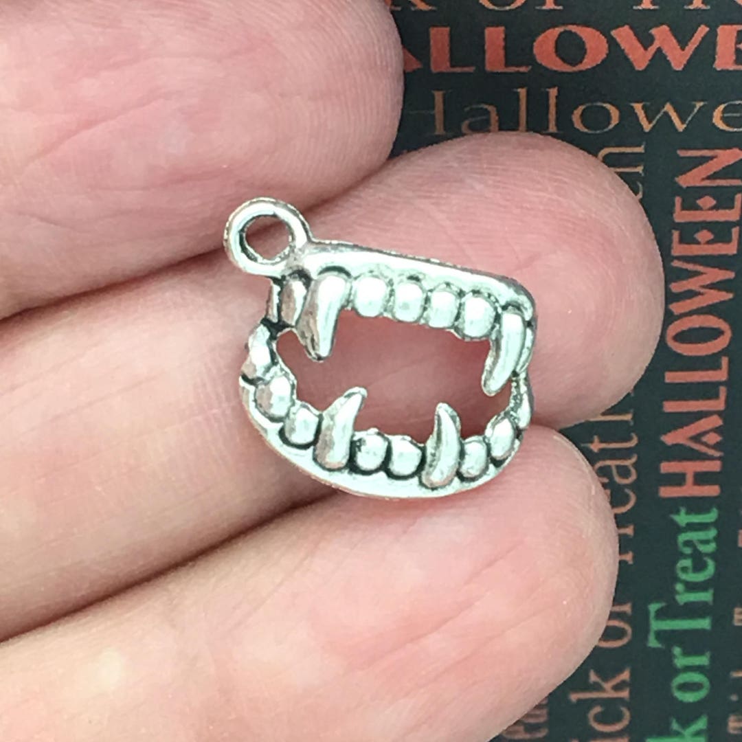 10 Silver Halloween Vampire Charm by TIJC SP0078 - Etsy