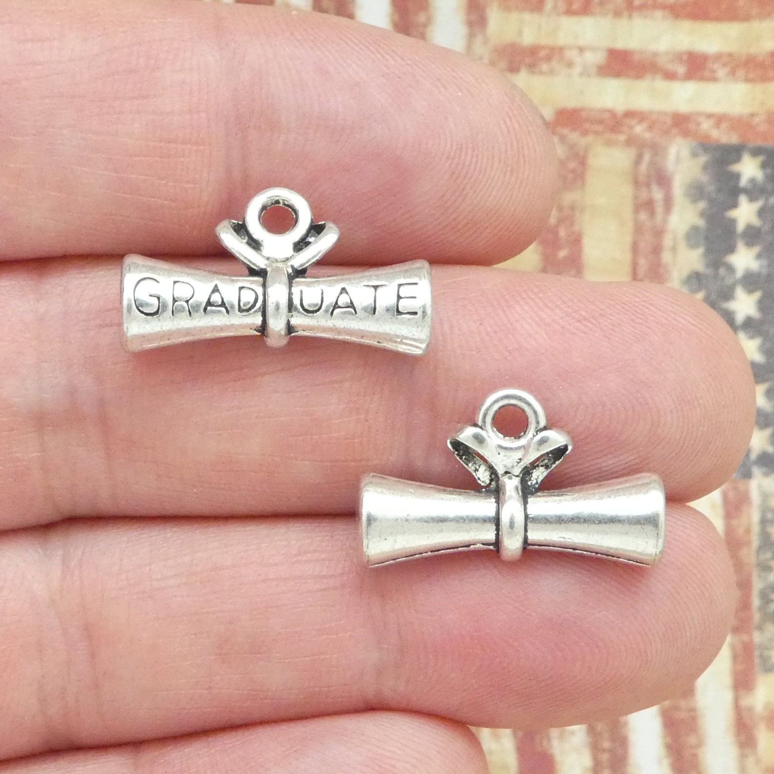 5 Silver Diploma Charm Graduation Pendant by TIJC SP1007 - Etsy