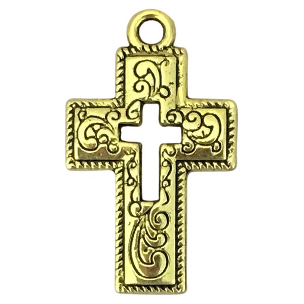 10 Gold Cross Charm Pendant 23x14mm by TIJC SP1359 | Etsy
