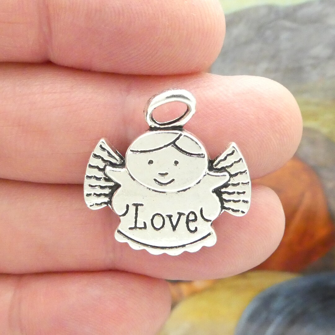 6 Love Affirmation Silver Angel Charm 26x25mm by TIJC SP0413 - Etsy