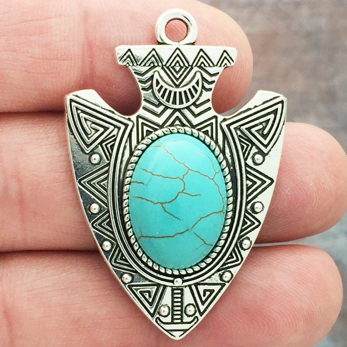 1 Turquoise Arrowhead Pendant Silver by TIJC SP1627 - Etsy