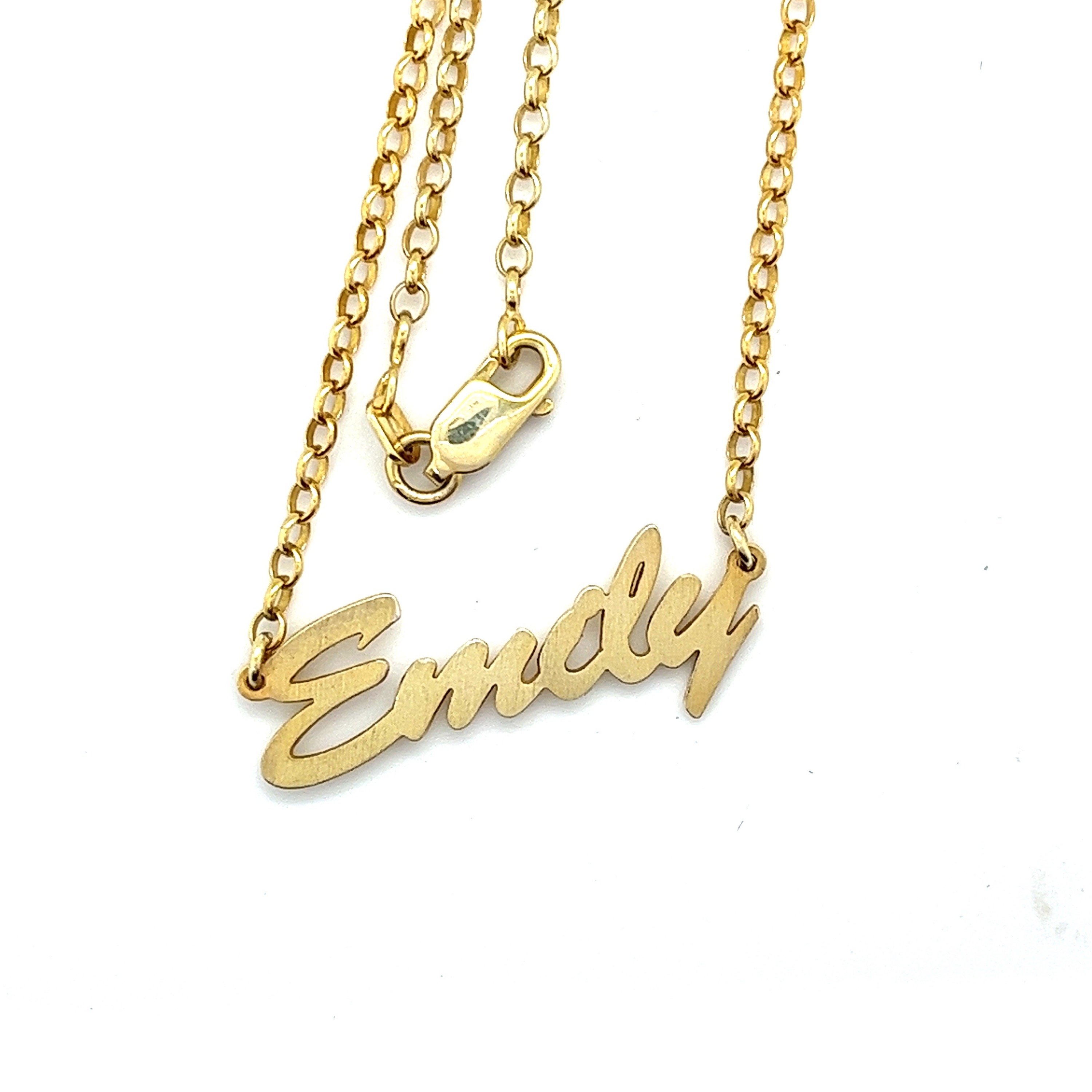 14kt Solid Gold Nameplate, Cursive Font. - Etsy
