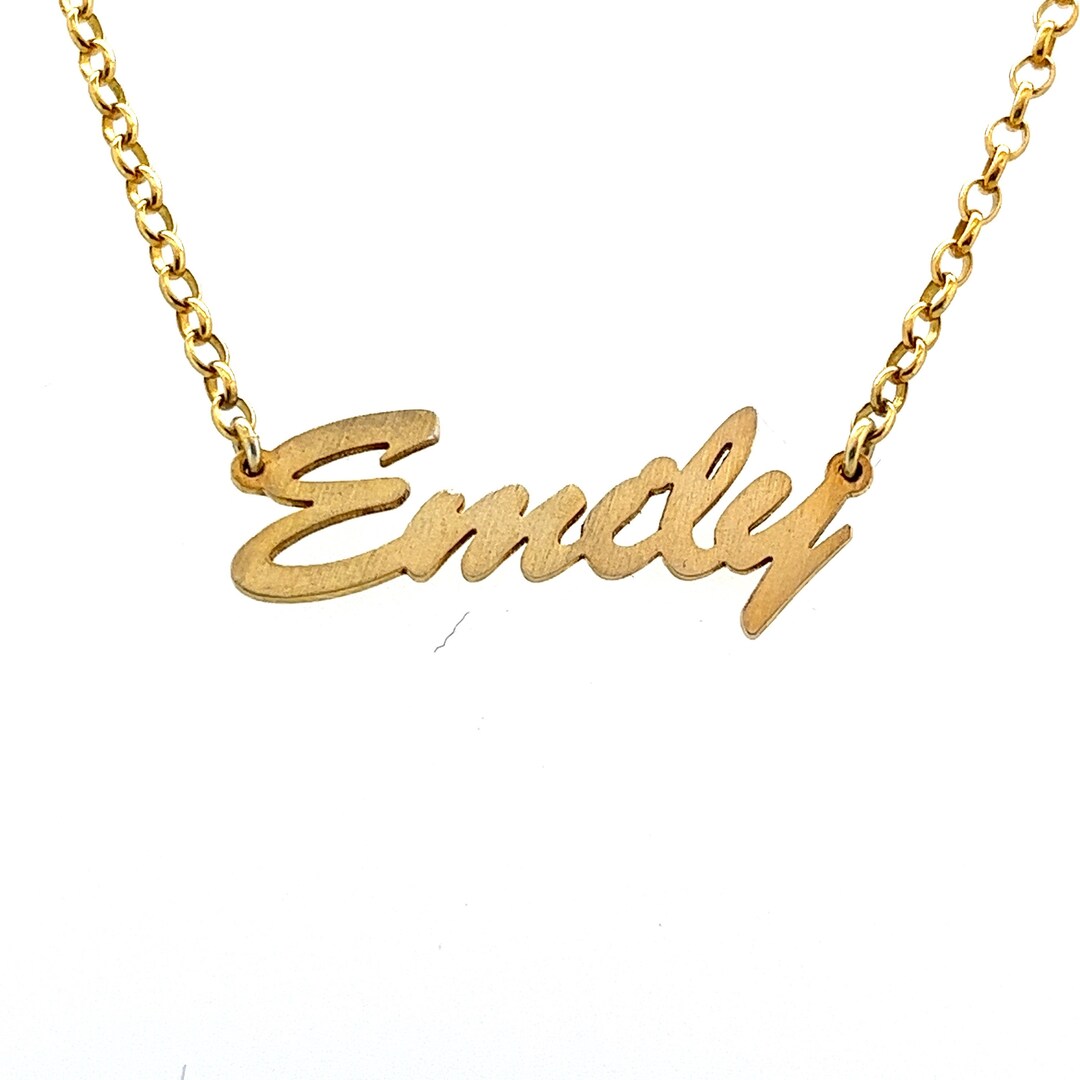 14kt Solid Gold Nameplate, Cursive Font. - Etsy