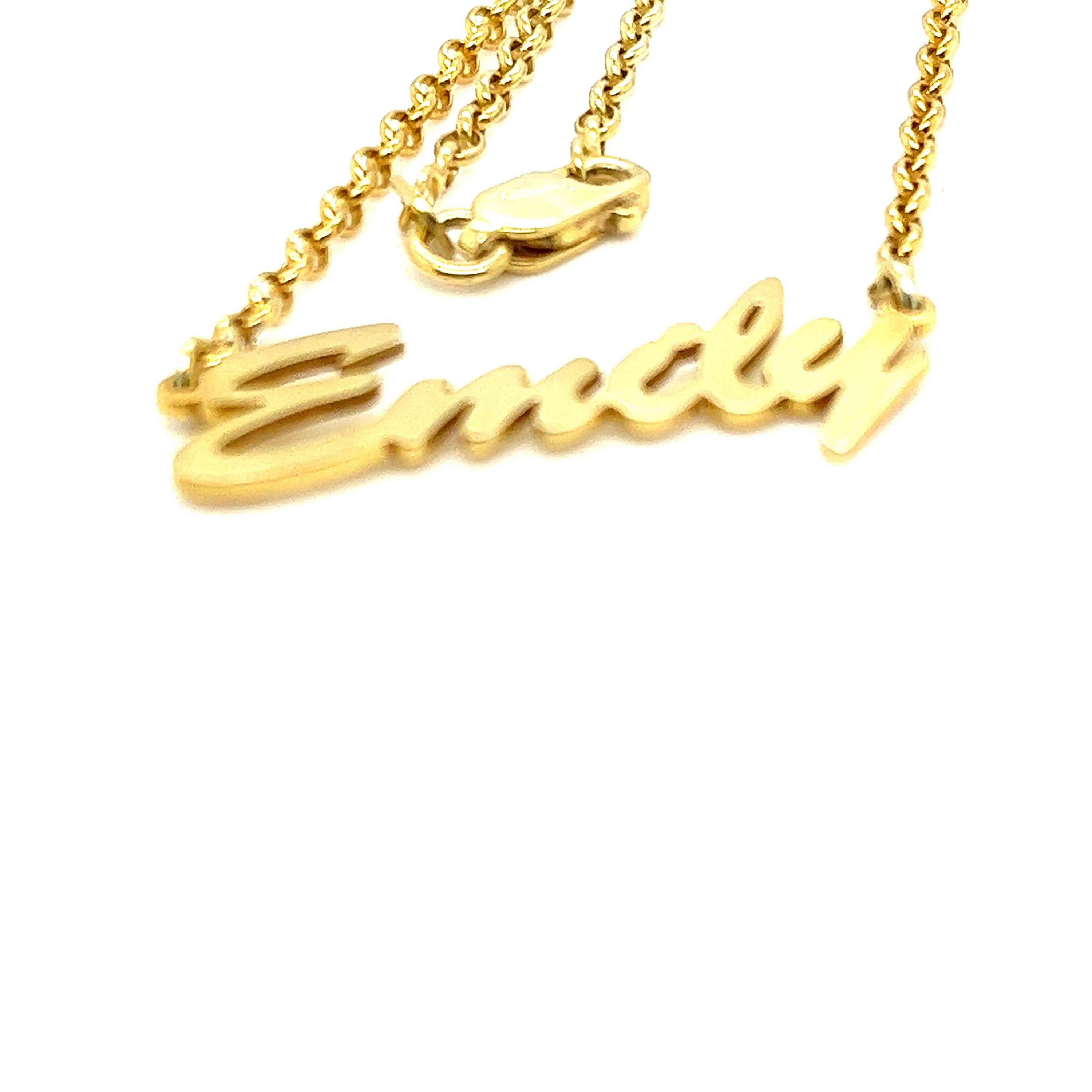 14kt Solid Gold Nameplate, Cursive Font. - Etsy