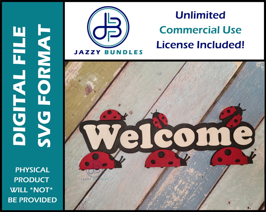 Ladybug Welcome Sign SVG File, Wreath Welcome Sign, Ladybug Tiered Tray ...
