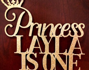 Princess Cake topper Personalized Name Topper Birthday Cake | Etsy