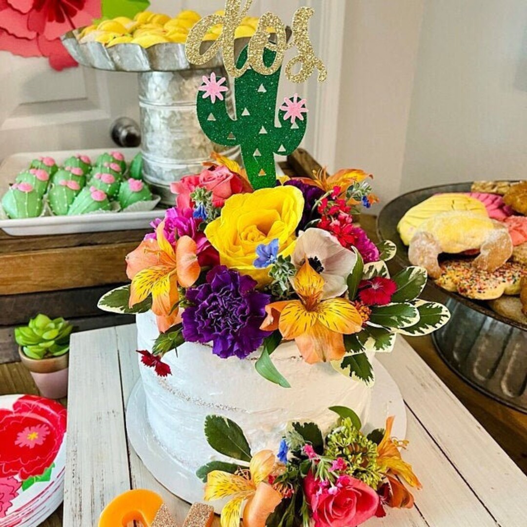 Dos Cake Topper, Fiesta Cake Topper, Fiesta Topper, Cactus Cake Topper ...