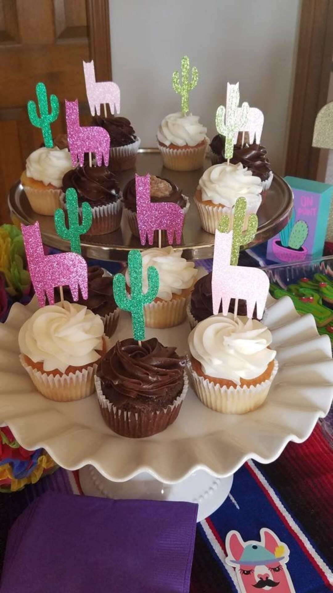 Llama Cupcake Toppers, Llama Toppers, Llama Party, Llama Decorations ...