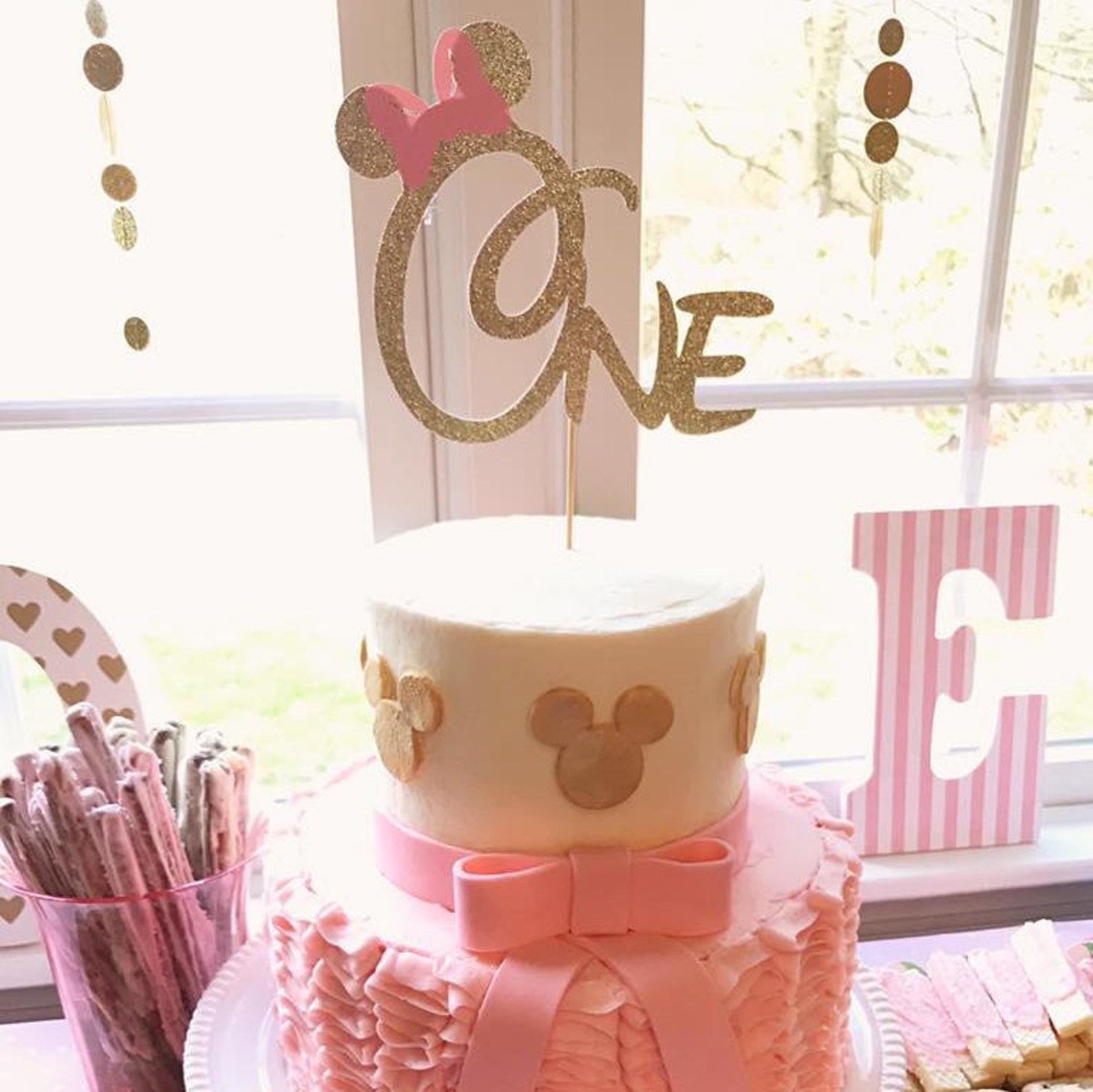 One Minnie Mouse Cake Topper, One Cake Topper, 1st Birthday Minnie ...