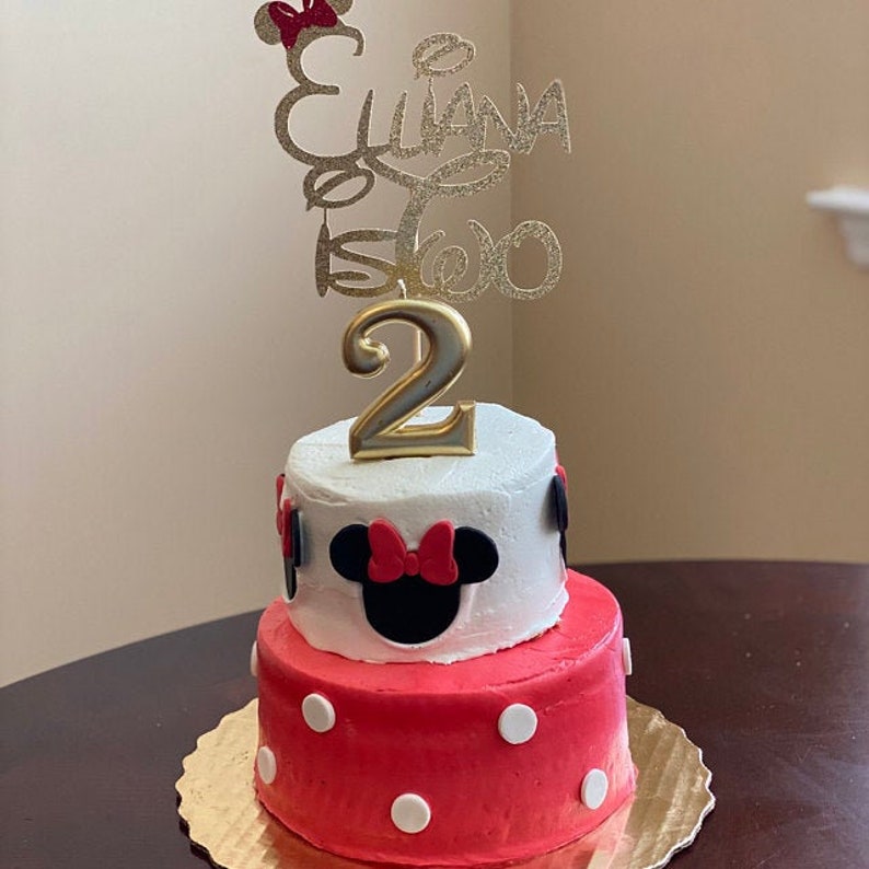 Two Minnie Mouse Cake Topper Two Cake Topper 2nd Birthday - Etsy