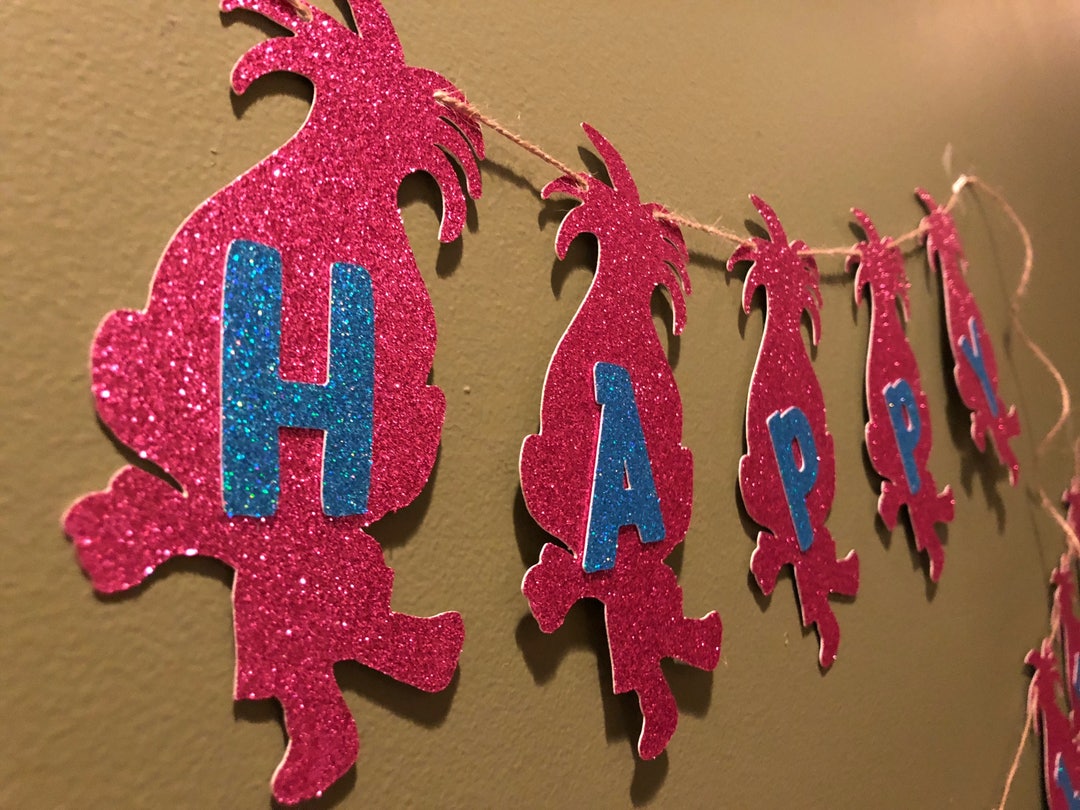 Troll Banner, Troll Birthday Banner, Trolls Banner, Trolls Birthday ...