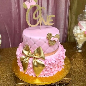 One Minnie Mouse Cake Topper, One Cake Topper, 1st Birthday Minnie ...