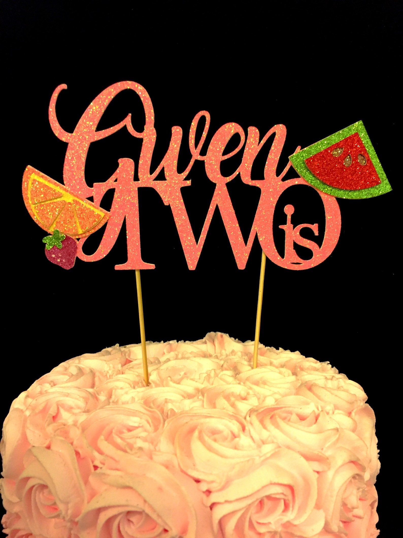 Two Cake Topper Fruit Birthday Topper 2nd Birthday Topper - Etsy