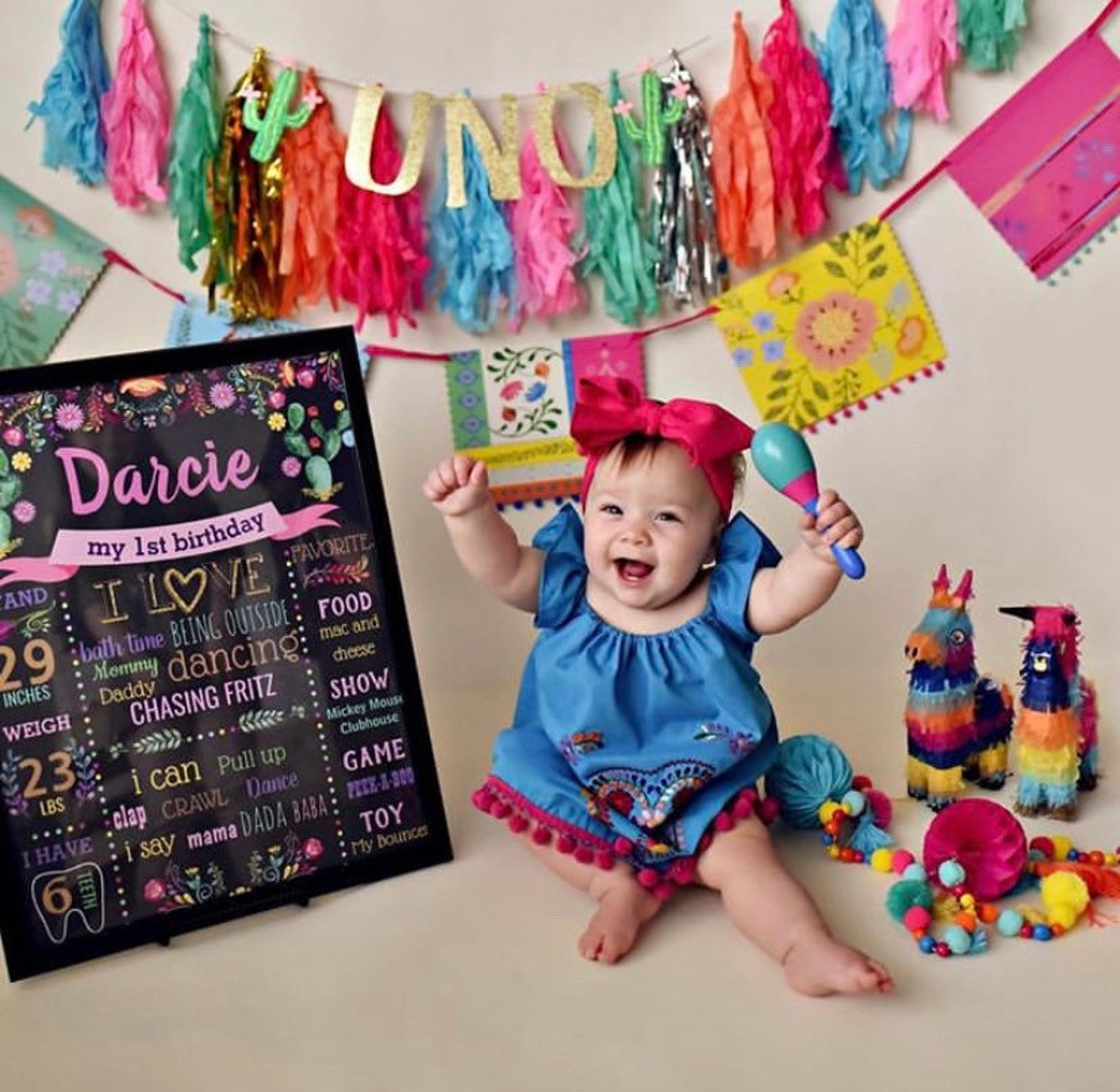 Uno Highchair Banner, Uno Banner, Fiesta 1st Birthday, Cactus Highchair ...