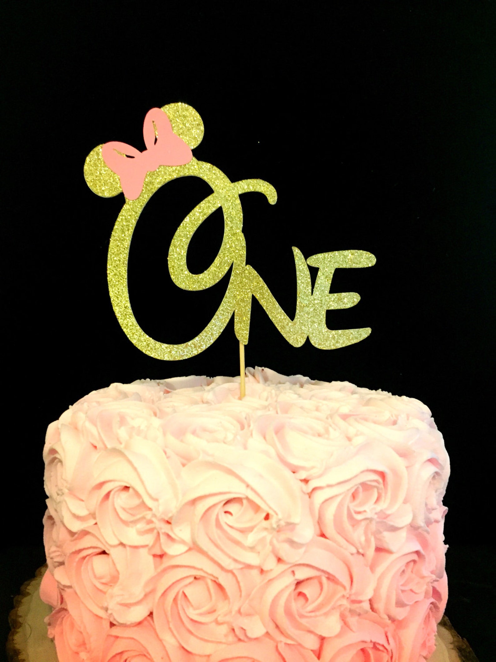 One Minnie Mouse Cake Topper, One Cake Topper, 1st Birthday Minnie ...