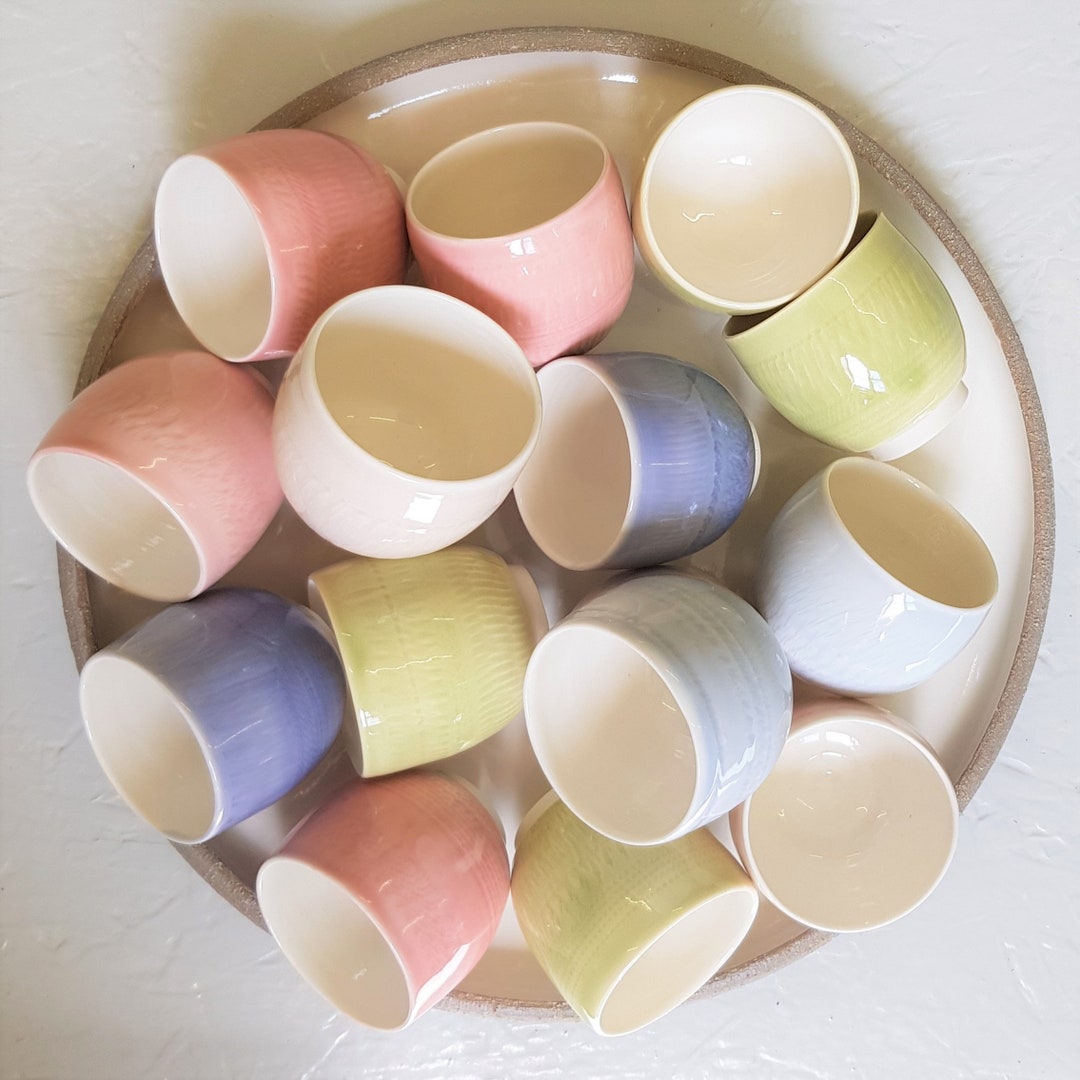 Set of Two Espresso Cups Made of Porcelain. Handcrafted. in Sky Blue ...
