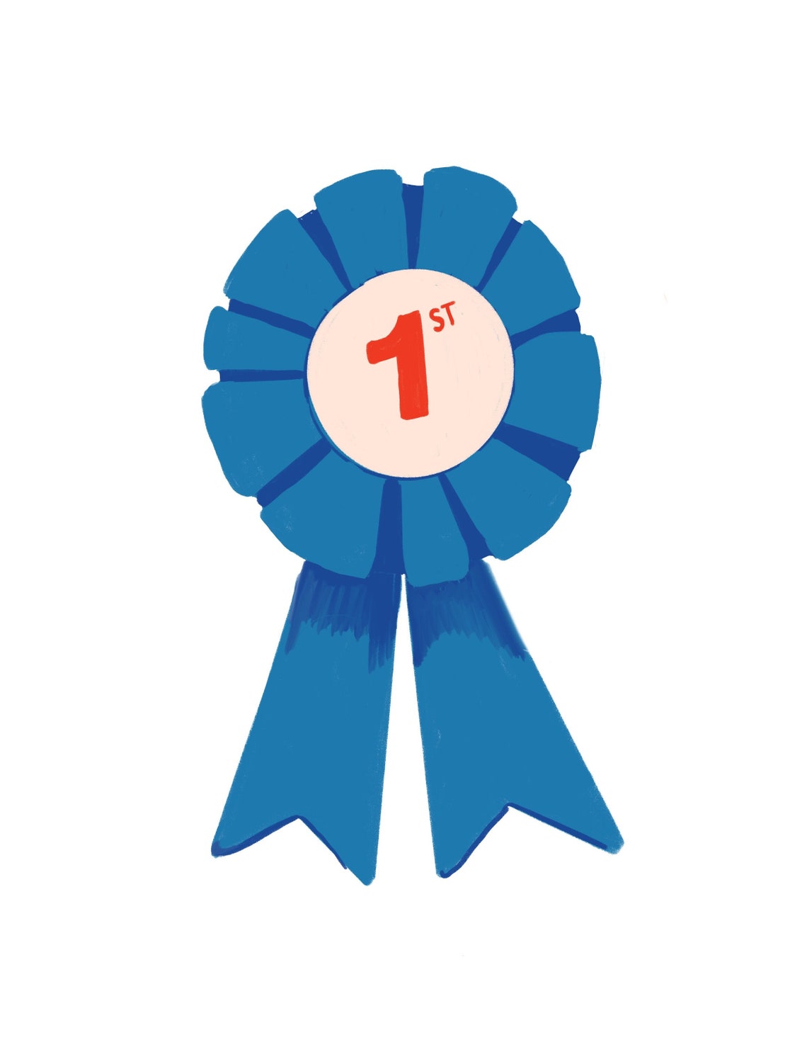 Blue Ribbon 1st Place Illustration Print - Etsy