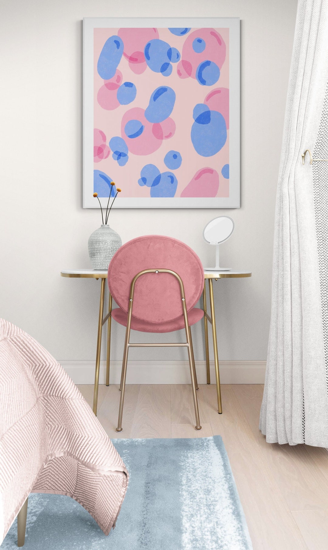 Bubble Print Pink and Blue Riso Style - Etsy