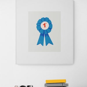 Blue Ribbon 1st Place Illustration Print - Etsy