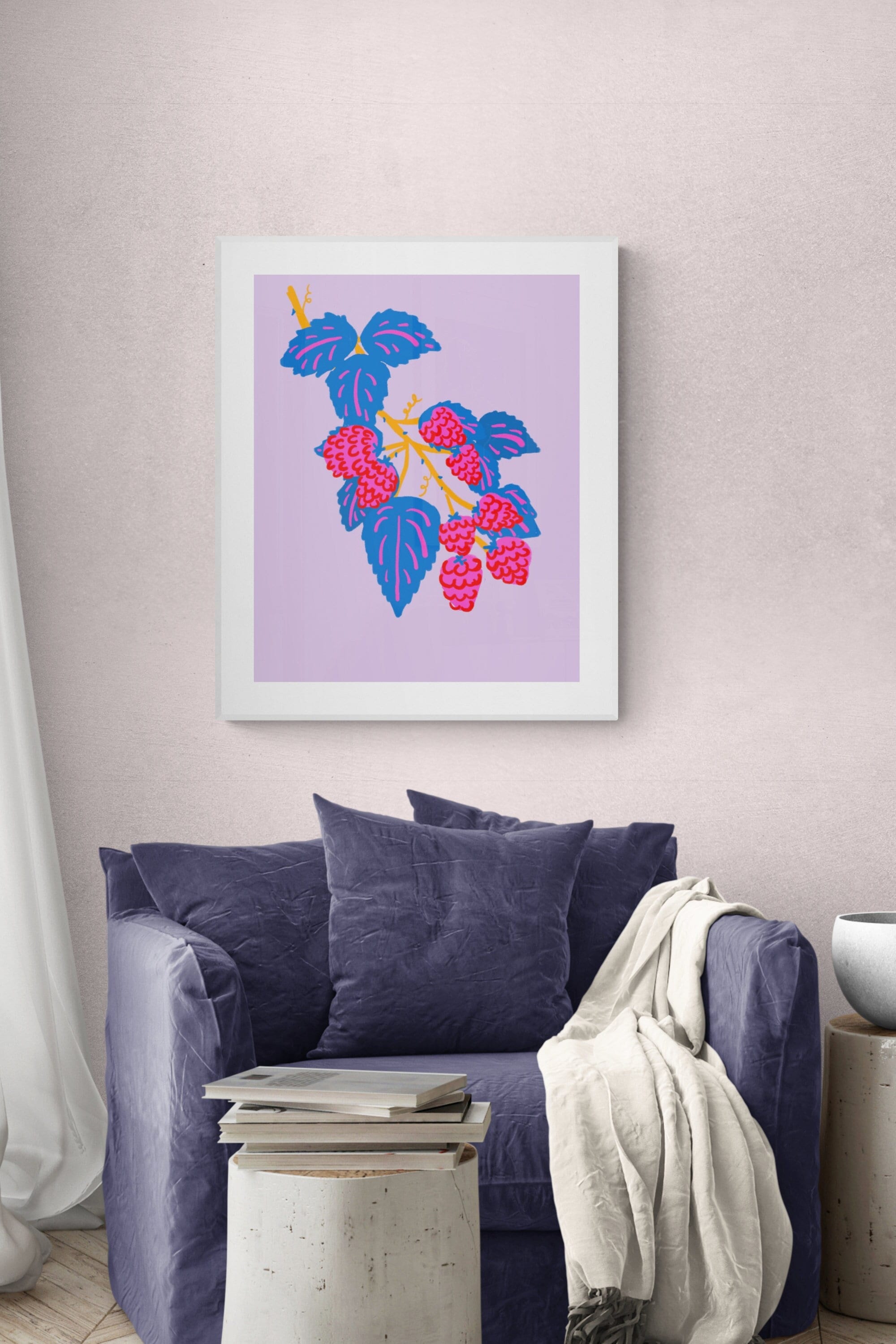 Raspberry Illustration Print Pop Art-inspired Colorful - Etsy