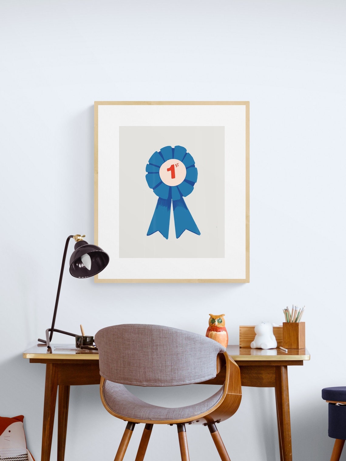 Blue Ribbon 1st Place Illustration Print - Etsy