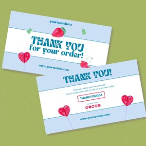 Cute Candy Thank You Card Template | Editable Canva Template Thankyou ...