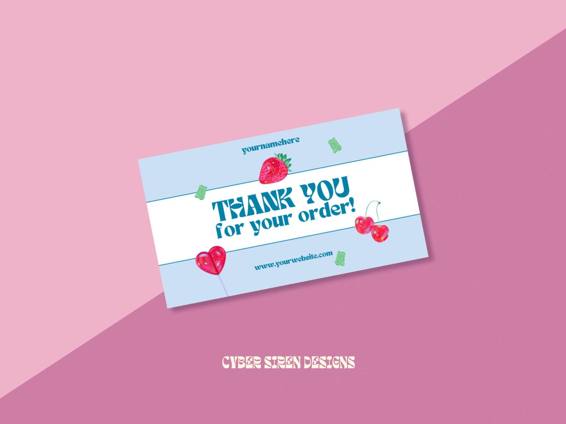 Cute Candy Thank You Card Template | Editable Canva Template Thankyou ...
