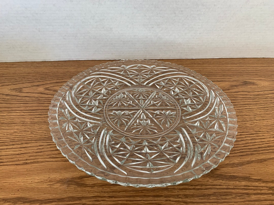 Vintage Clear Glass Serving Platter, Large Serving Plate, Holiday Meal ...