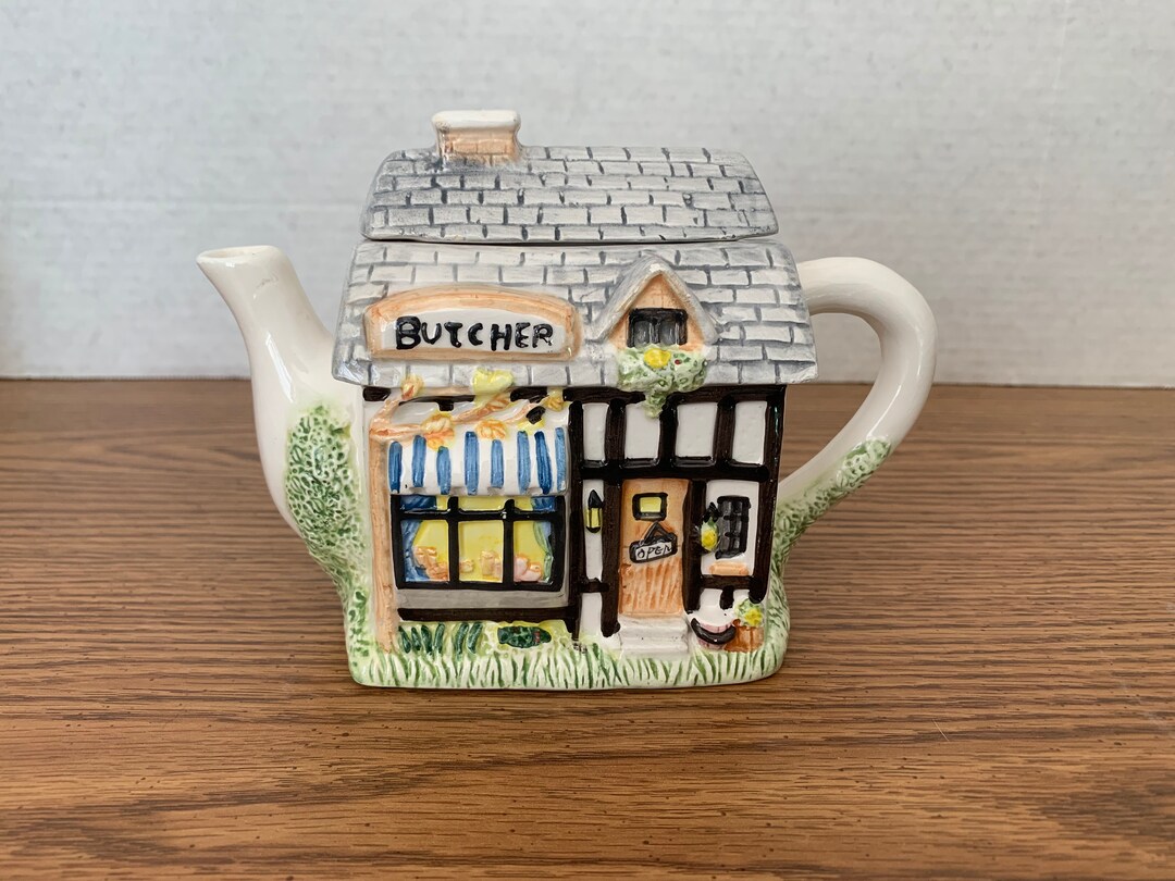 Vintage Butcher Shaped Teapot, Building Teapot, Cute Teapot Collectable ...