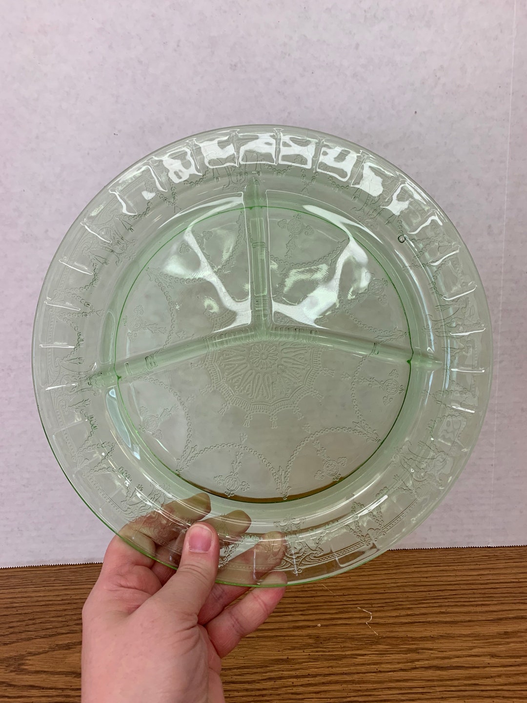 Vintage Green Depression Glass Plate, Divided Plate, Anchor Hocking ...