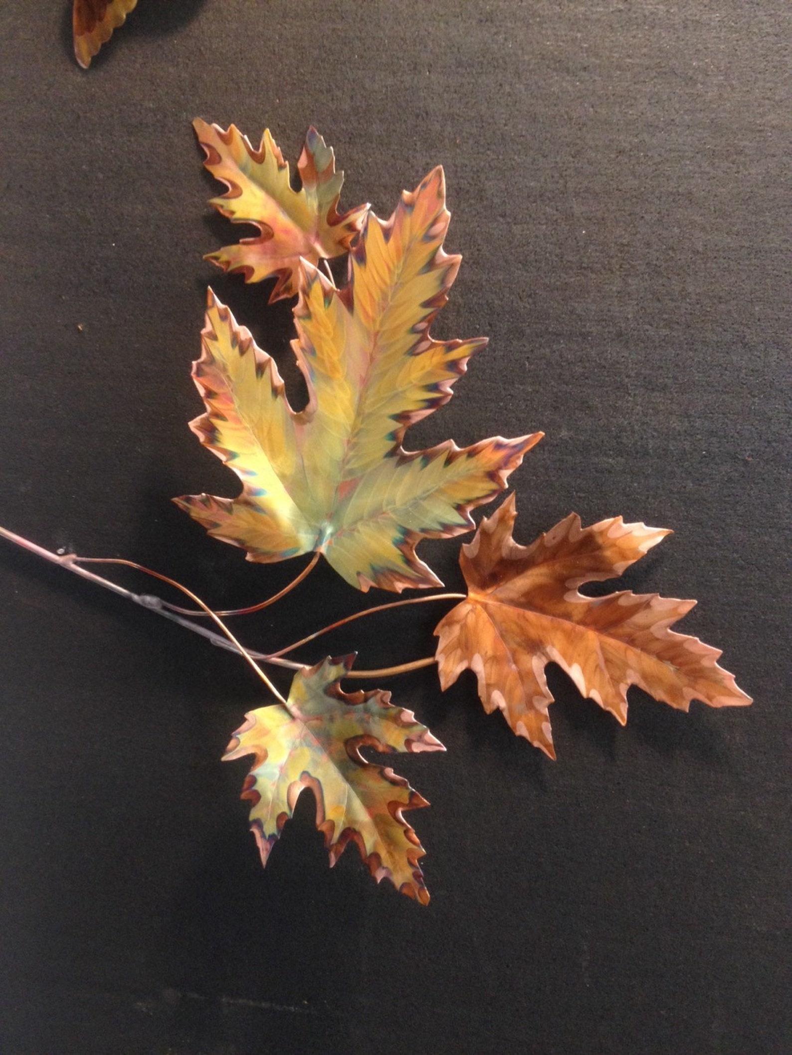 Flame Painted Copper Maple Leaf Branch- - Etsy