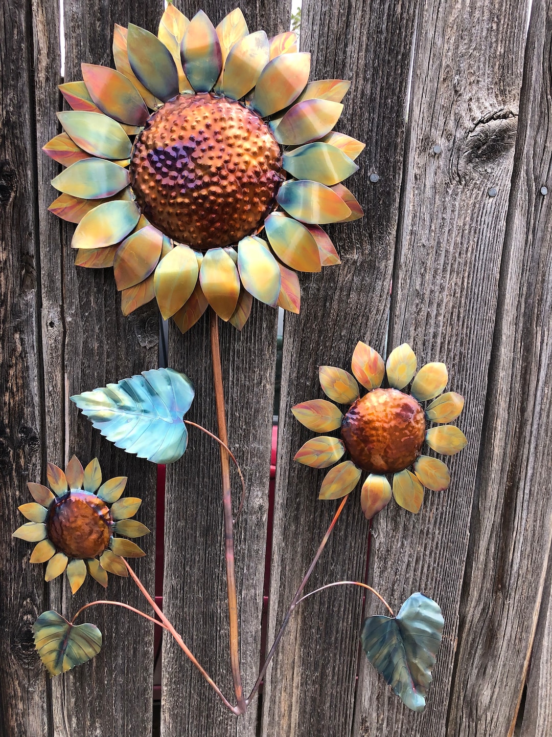 Sunflower Family, Flame Painted Copper Wall Art Sculpture - Etsy