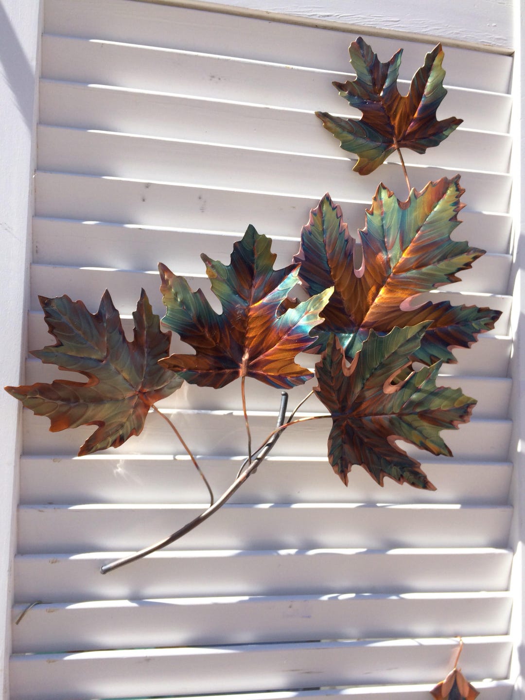 Flame Painted Copper Maple Leaf Branch Heat Colored, - Etsy