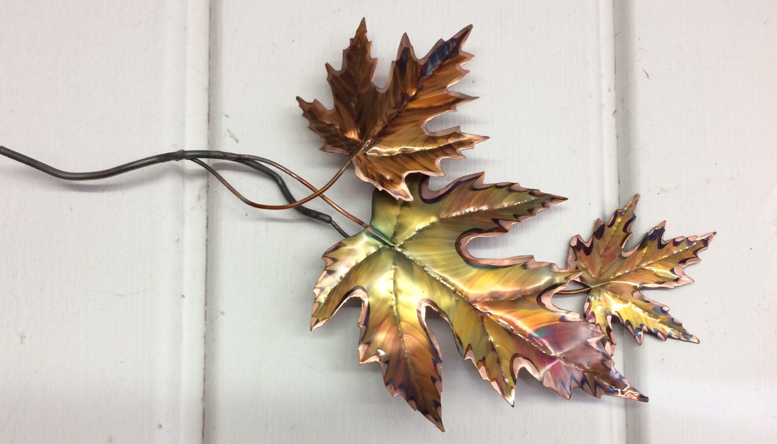 Flame Painted Copper Maple Leaf Branch Heat Colored - Etsy