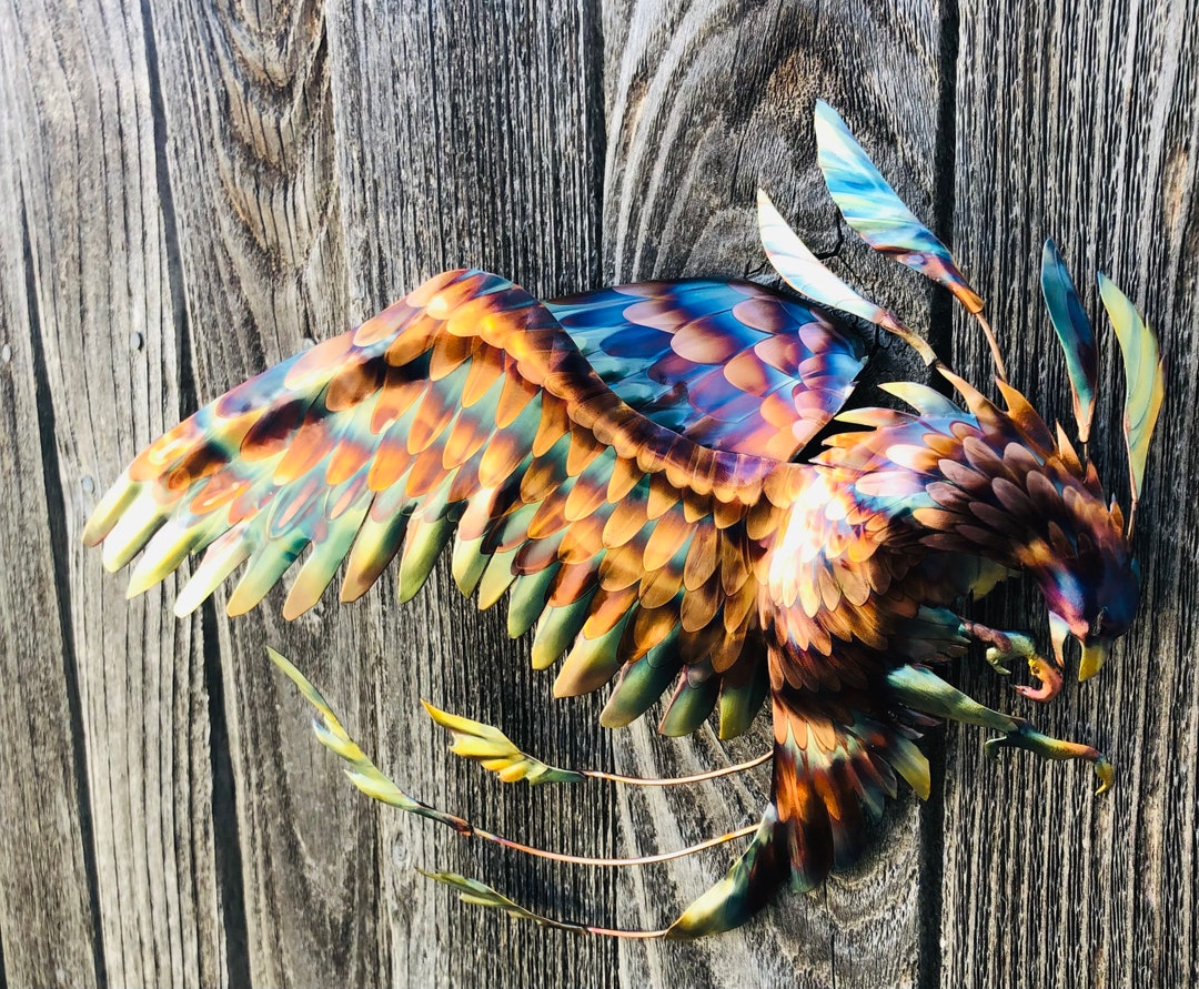 Fighting Phoenix Wall Art, Flame Painted Copper - Etsy