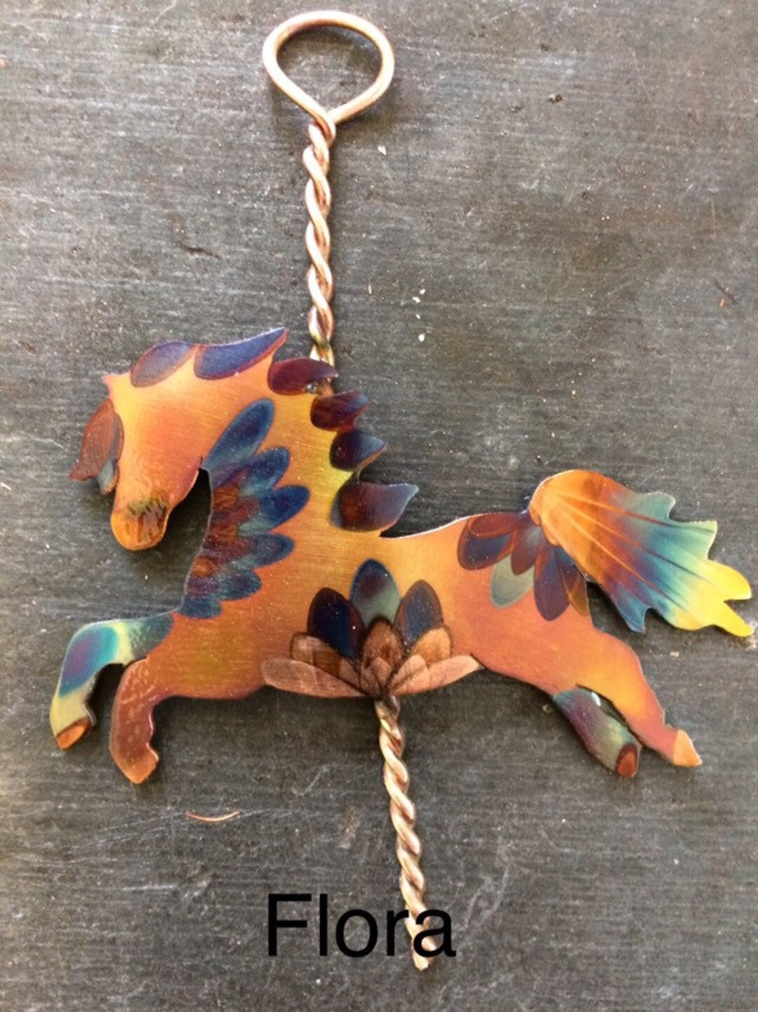 Copper Carousel Horse Christmas Tree Ornament, Flame Painted - Etsy