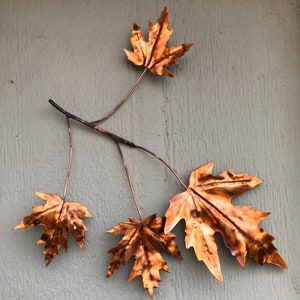 Flame Painted Copper Maple Leaf Branch- - Etsy
