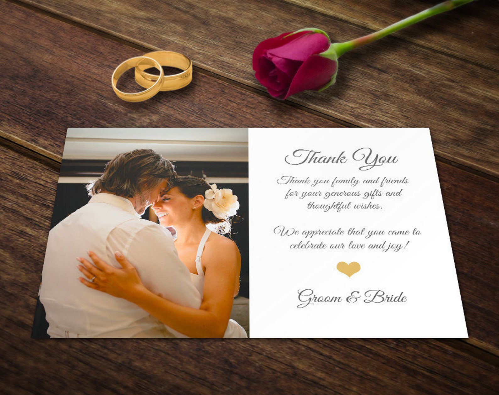 Simple Wedding Thank You Card Template Wedding Thank You | Etsy