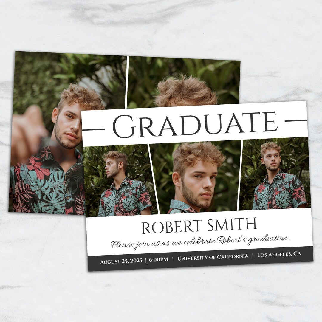 Graduation Photo Card Template Photoshop PSD College - Etsy
