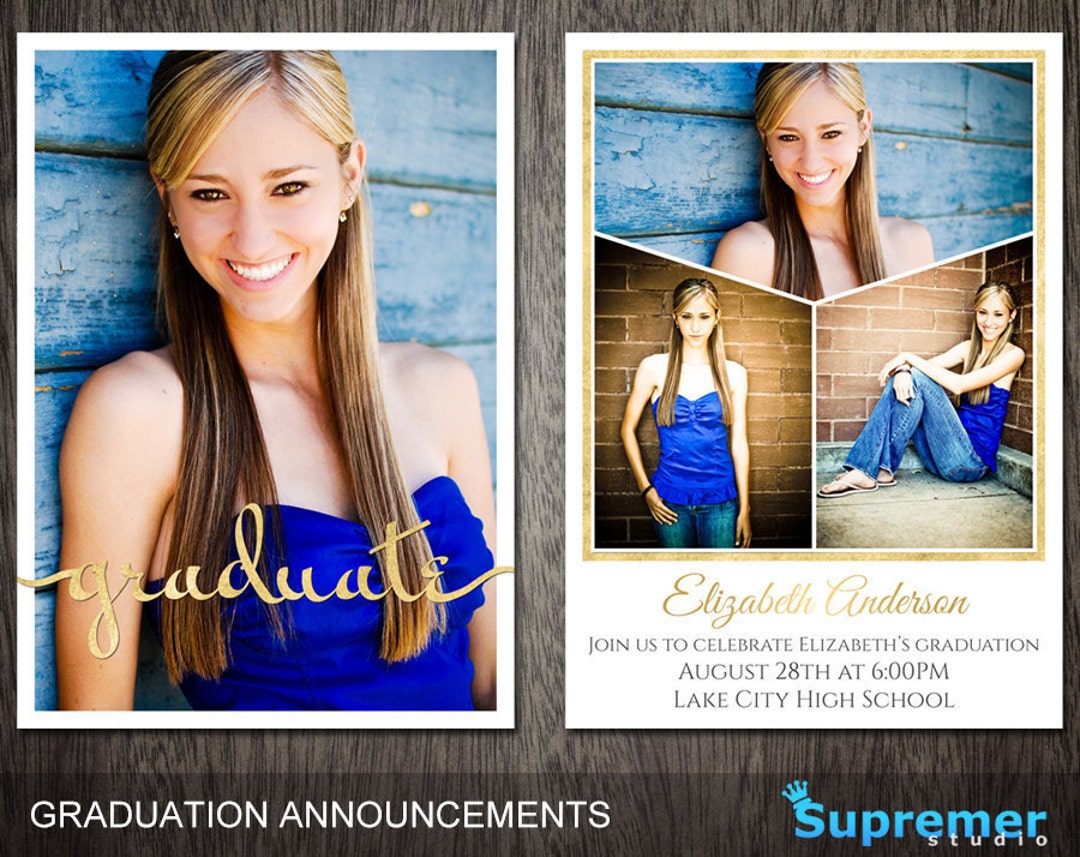 Glitter Graduation Card Template for Photoshop Senior Graduation ...