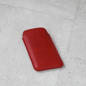 Red iPhone Handmade Natural Genuine Leather Sleeve Pouch Case - Etsy