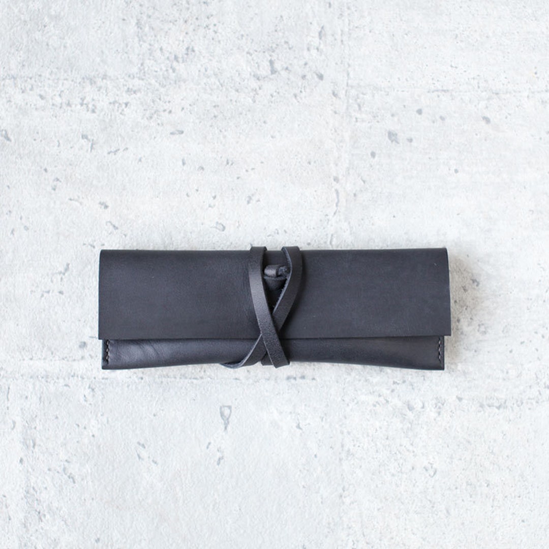 Dark Grey Leather Pencil Case/pen Pouch - Etsy