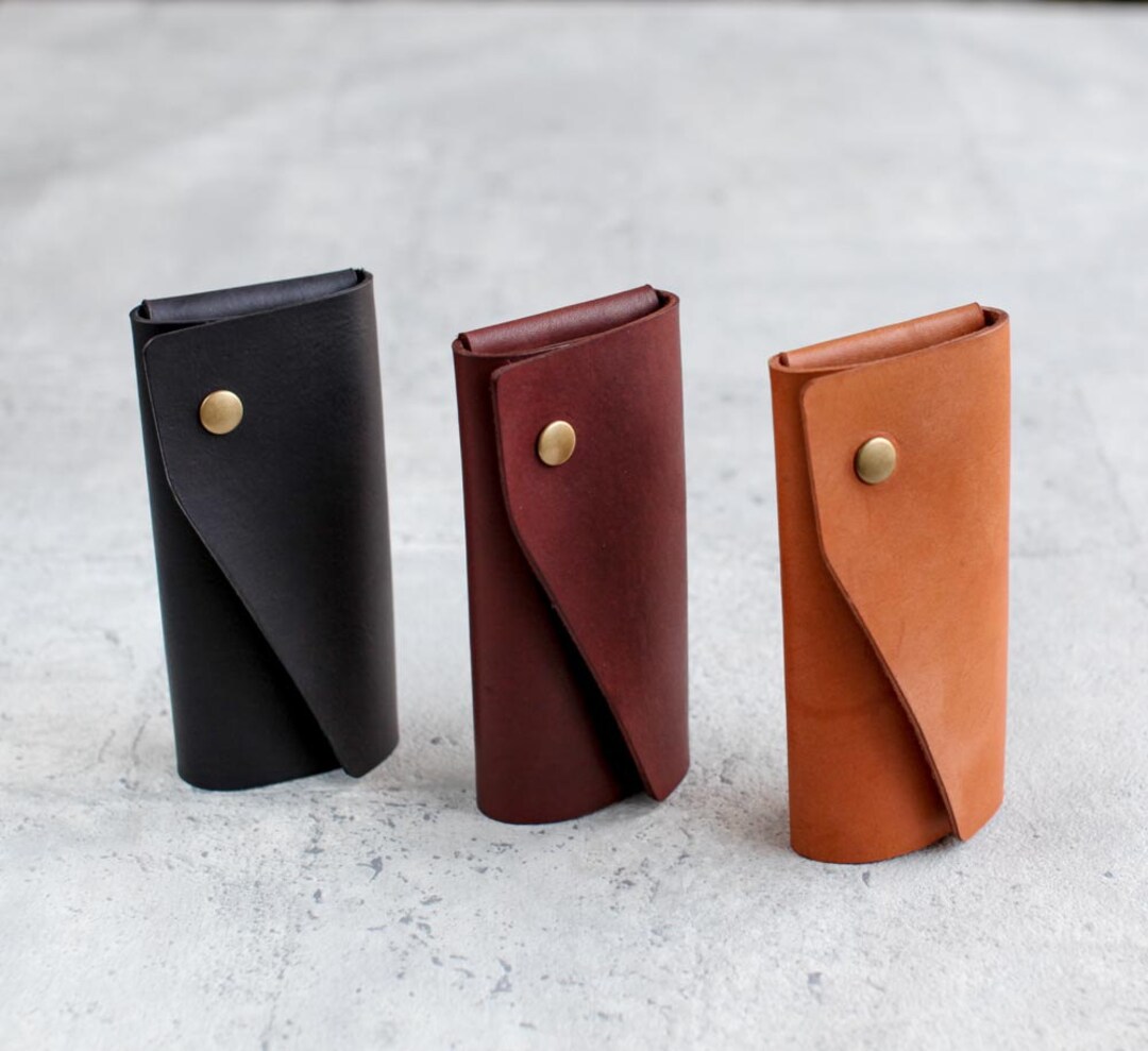 Leather Brass Key Chains Pouch Key Ring Case Holder - Etsy