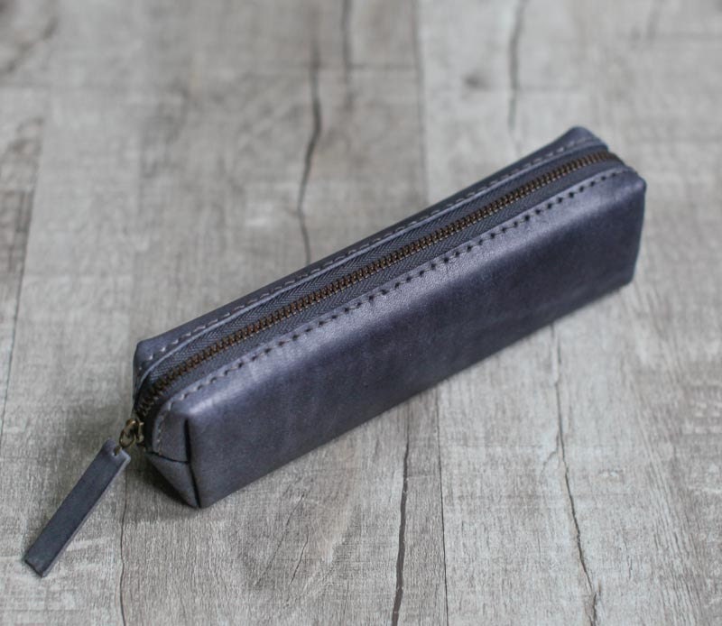 Iron Grey Classy Leather Pencil Case/pen Pouch - Etsy