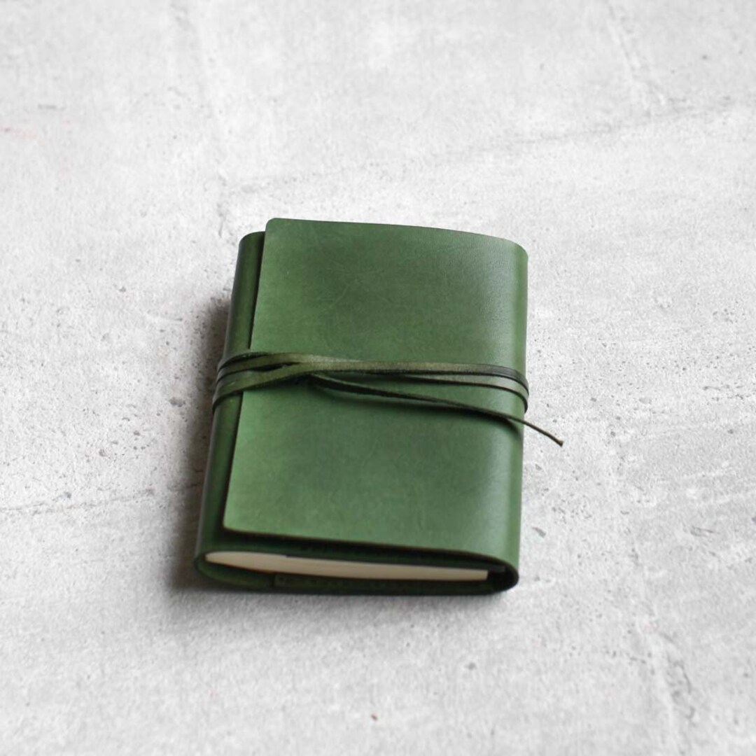 Green Handmade Refillable Leather Journal Notebook/ Book Cover A6 - Etsy